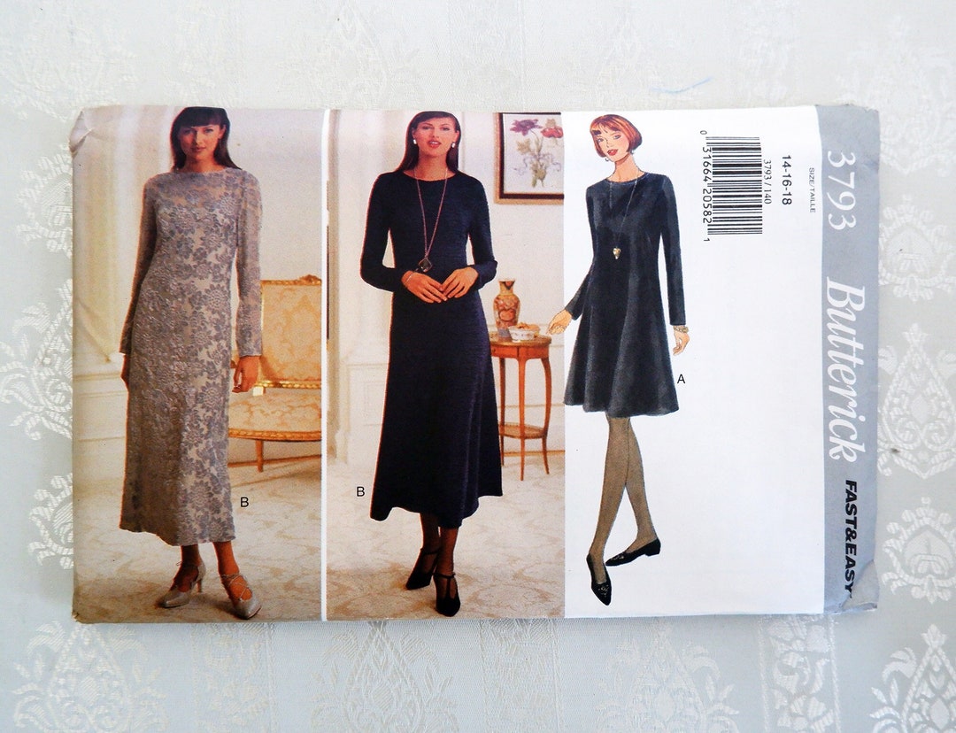 Butterick 3793, Dress and Slip Pattern, Sizes 14 - 18, UNCUT Pattern - Etsy