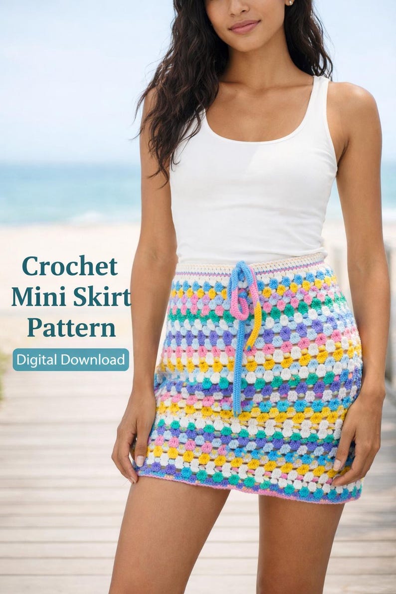 Granny Square Crochet Mini Skirt Pattern – Boho Summer DIY (digital ...