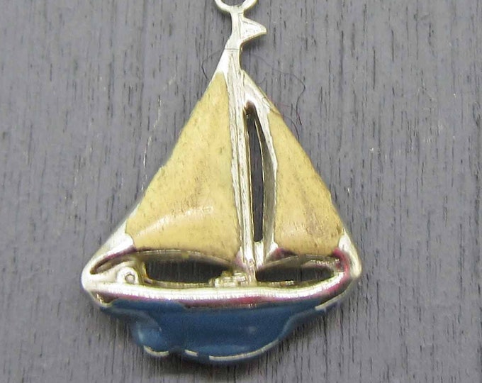 Vintage Enamel Sterling Silver Sail Boat Charm for Charm - Etsy