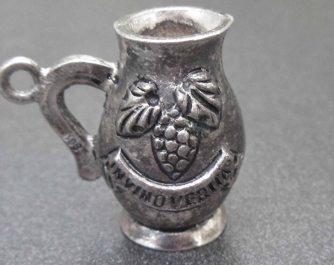Sterling Wine Pitcher Charm, Rare German Wine Charm, in Vino Veritas ...
