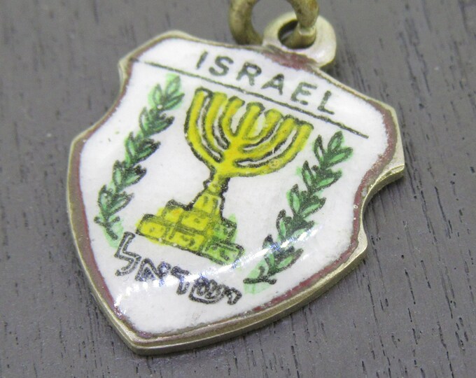 Vintage Enamel Israel Menorah Shield Charm - Etsy