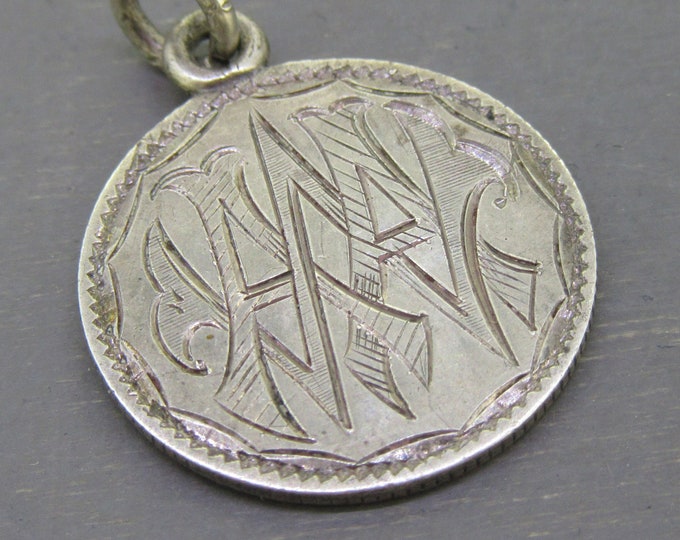 1875 Antique Sterling Love Token Charm or Pendant, Monogrammed AWA Love ...