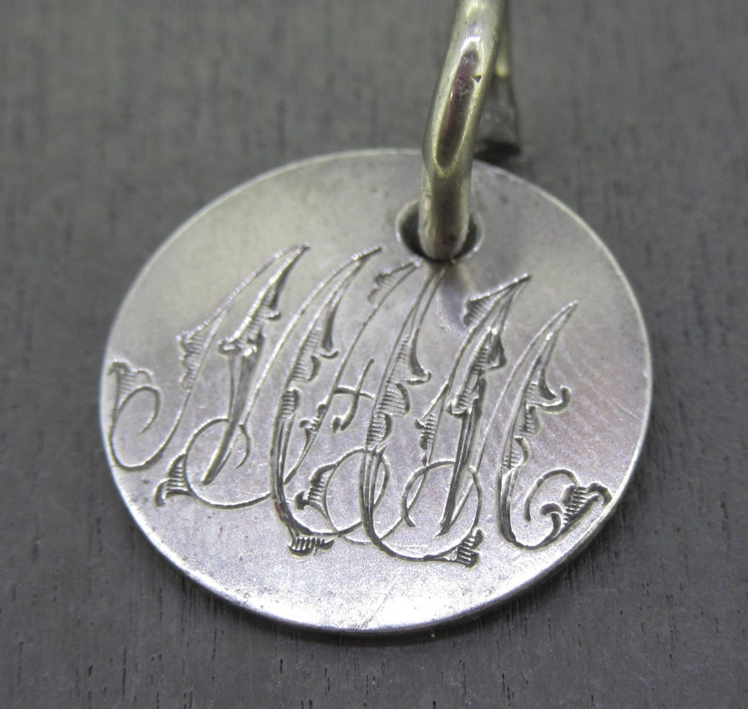 Rare Antique Sterling Love Token Charm or Pendant, Monogrammed Mam ...