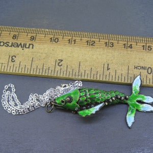 Sterling Green & Blue Enamel Articulated Koi Fish Pendant With 18 ...