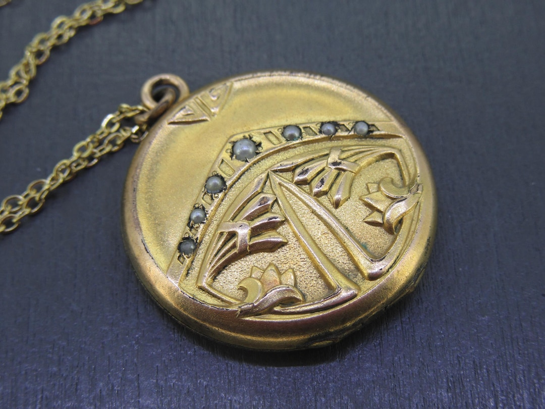 Antique Seed Pearl Locket Necklace, Victorian Seed Pearl Locket ...