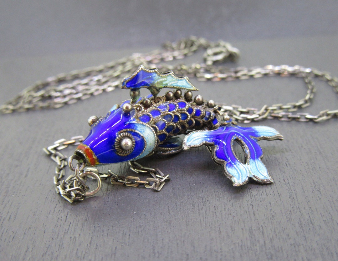 Sterling Enamel Articulated Koi Fish Pendant With 24" Sterling Chain - Etsy