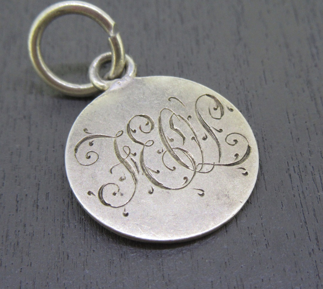 1895 Antique Sterling Love Token Charm or Pendant, Monogrammed FEOL ...