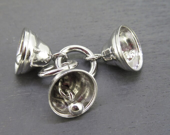 Sterling Silver Bell Trio Charm, Bracelet Charm, Three Tiny Silver ...