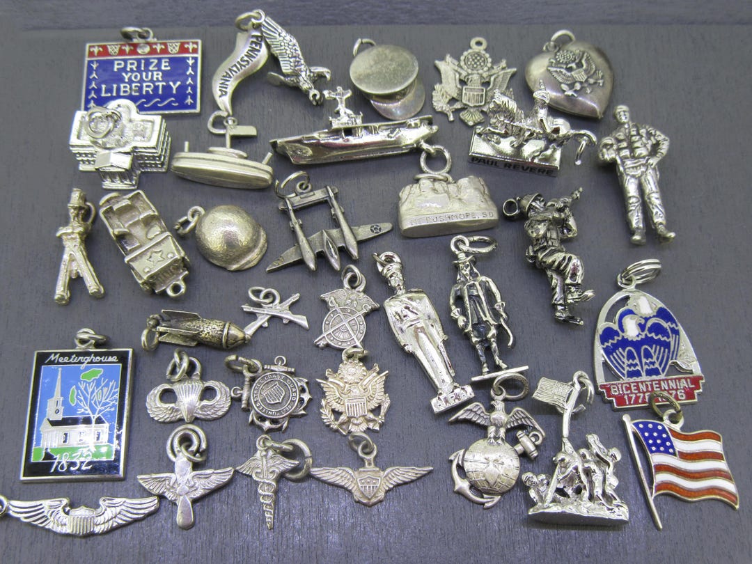 CHOICE Vintage Sterling Military & Americana Charms, Paratrooper ...