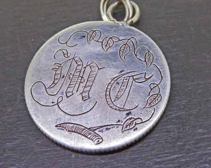 1857 Antique Sterling Love Token Charm or Pendant, Monogrammed ECS ...
