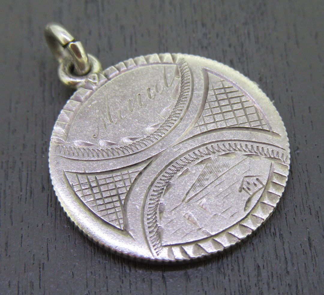 1888 Antique Sterling Love Token Charm or Pendant, Engraved Love Token ...