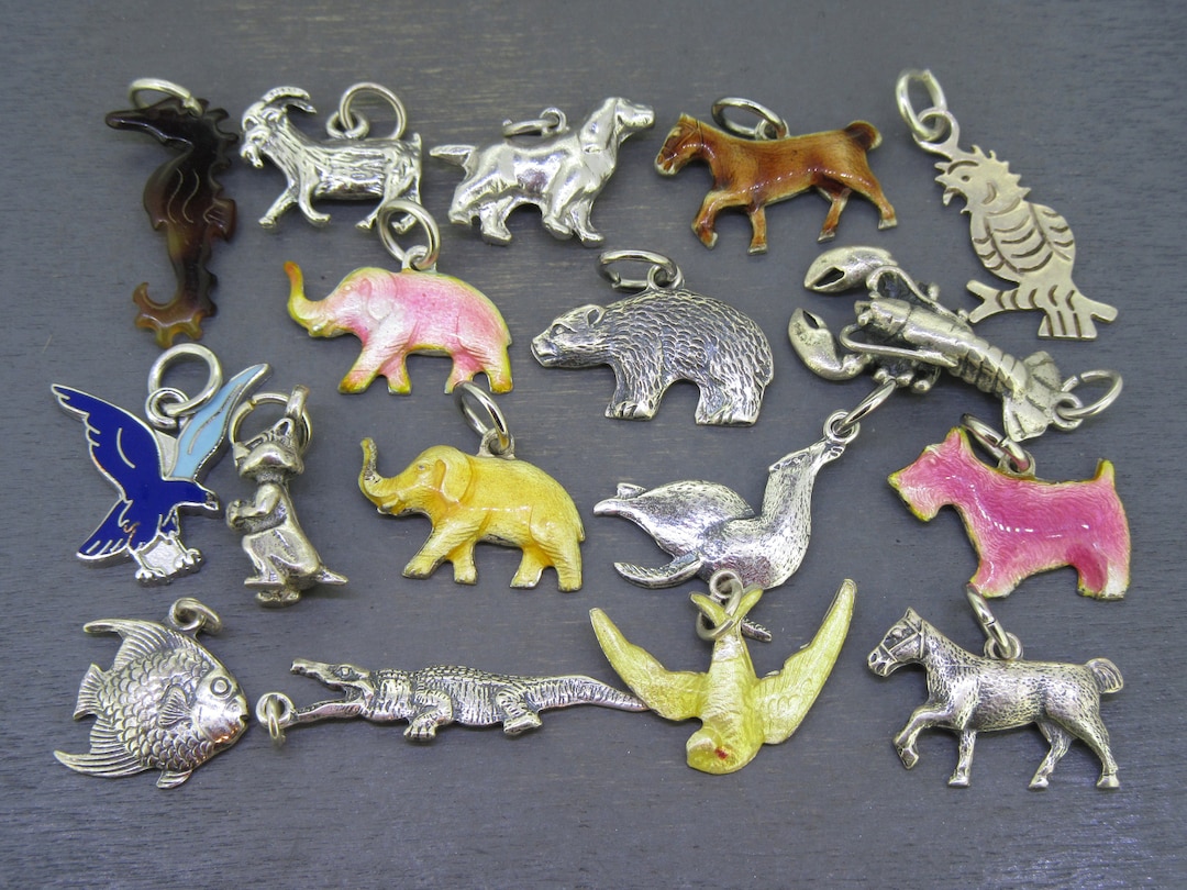 CHOICE Vintage Sterling Silver Animal Charm or Enamel Charm With ...