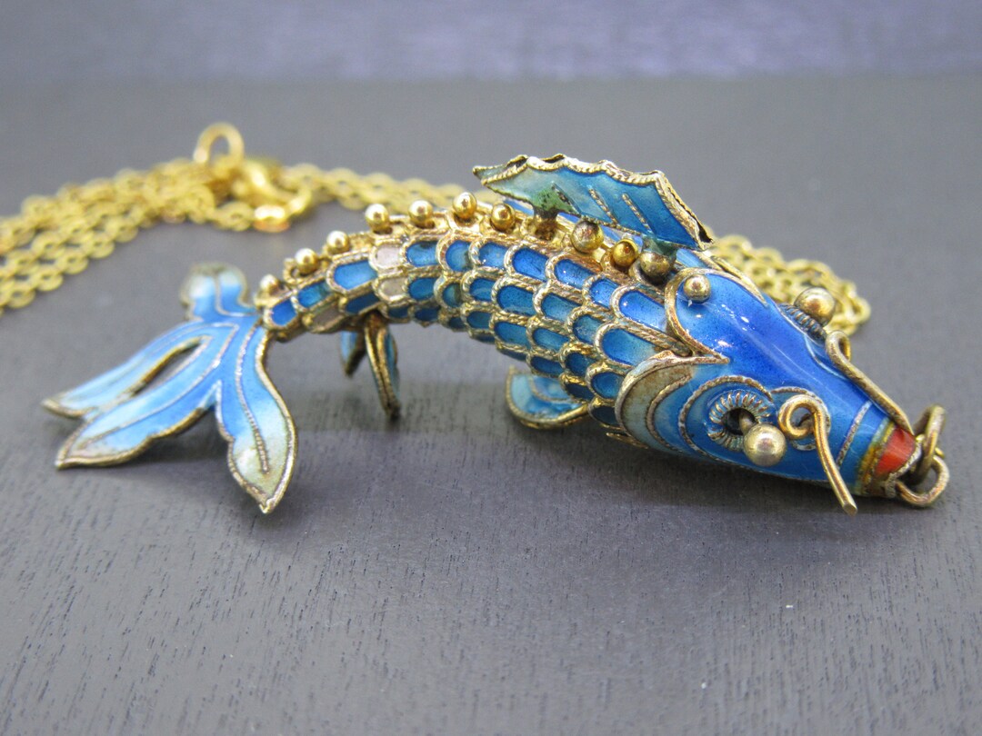 Sterling Enamel Articulated Koi Fish Pendant With 18" Chain - Etsy