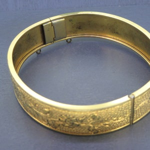 Vintage Gold Filled Hinged Bangle Bracelet With Flower Design, Antique Jewelry, Antique Bracelet ...