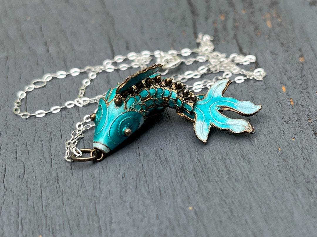 Sterling Enamel Articulated Koi Fish Pendant With 18" Sterling Chain - Etsy