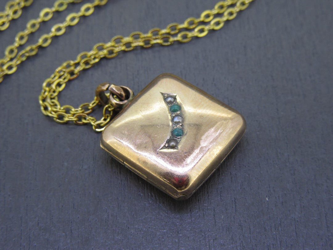 Antique Jeweled & Seed Pearl Small Locket Necklace With 18" Chain - Etsy