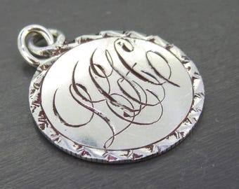 1857 Antique Sterling Love Token Charm or Pendant, Monogrammed ECS ...