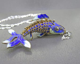 Sterling Enamel Articulated Koi Fish Pendant With 18" Chain - Etsy