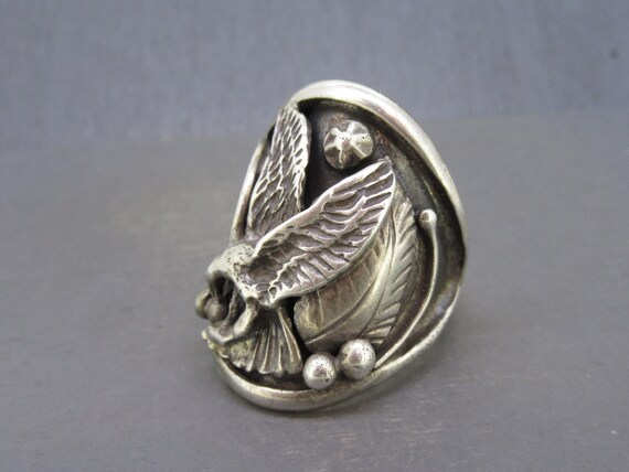 Vintage Huge Sterling Eagle Ring, Mens or Womens Size… - Gem