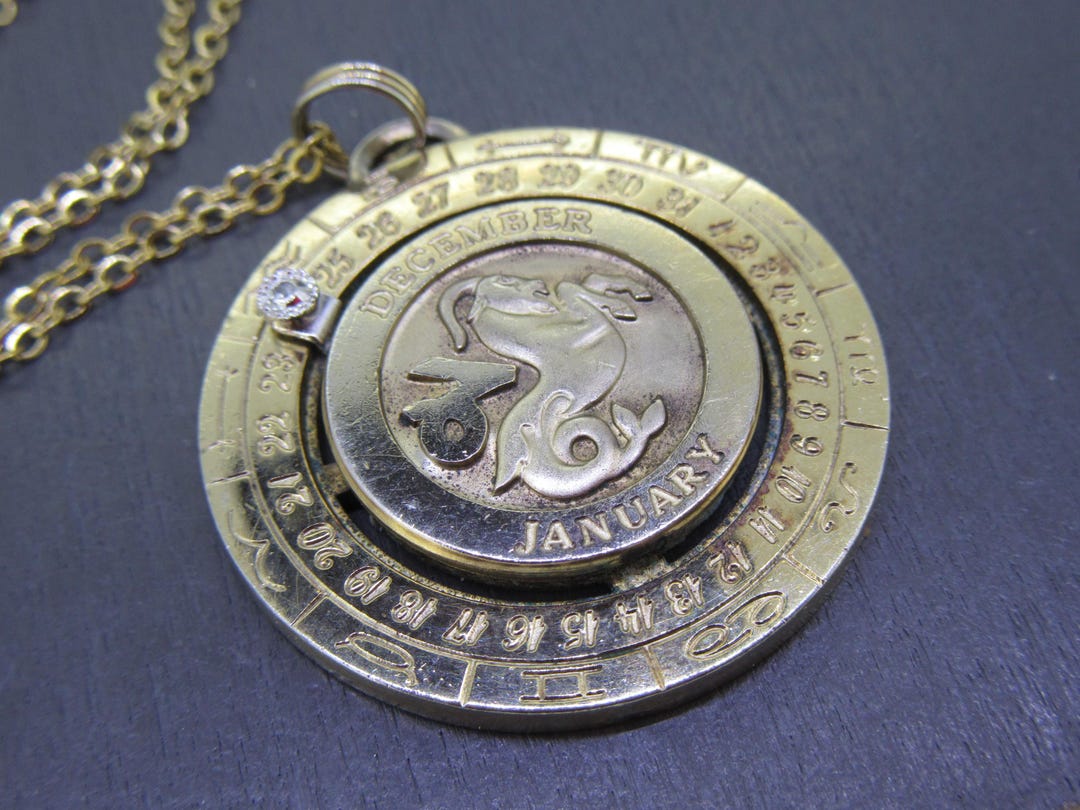 Vintage Capricorn Zodiac Pendant Necklace by Pierre Cardin With Diamond ...