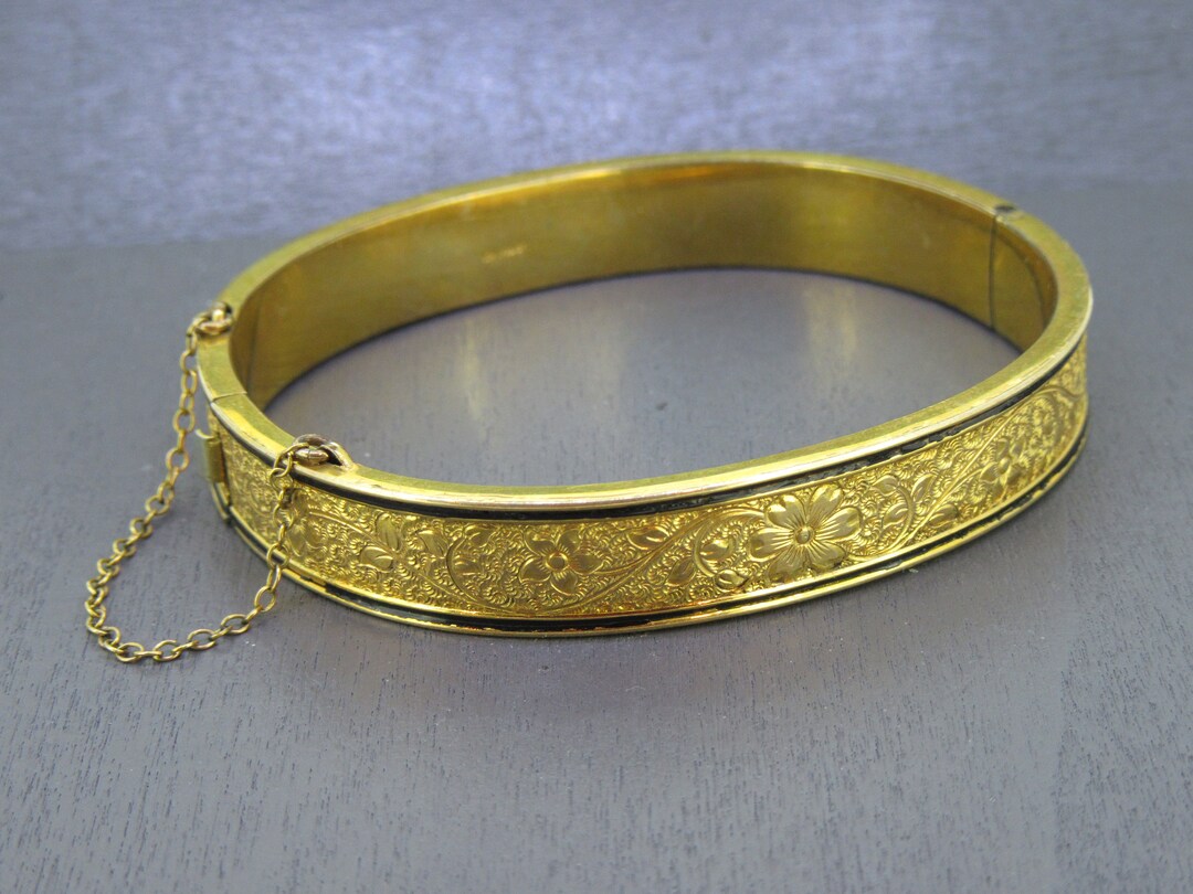 Antique Victorian Revival 6 3/4 Gold Filled Bangle Bracelet, Victorian ...