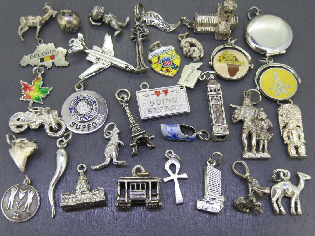 CHOICE Vintage Sterling Bracelet Charm, Goat, Edelweiss Bell, Elmer ...