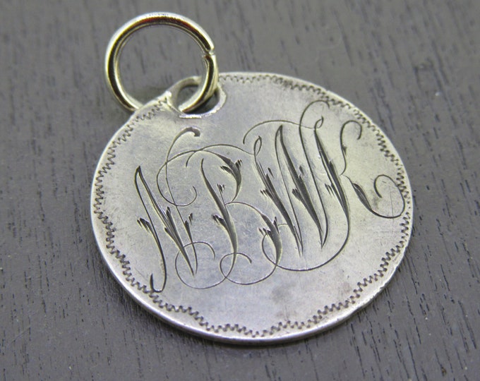 Antique Sterling Love Token Charm or Pendant, Monogrammed NBWK Initials ...