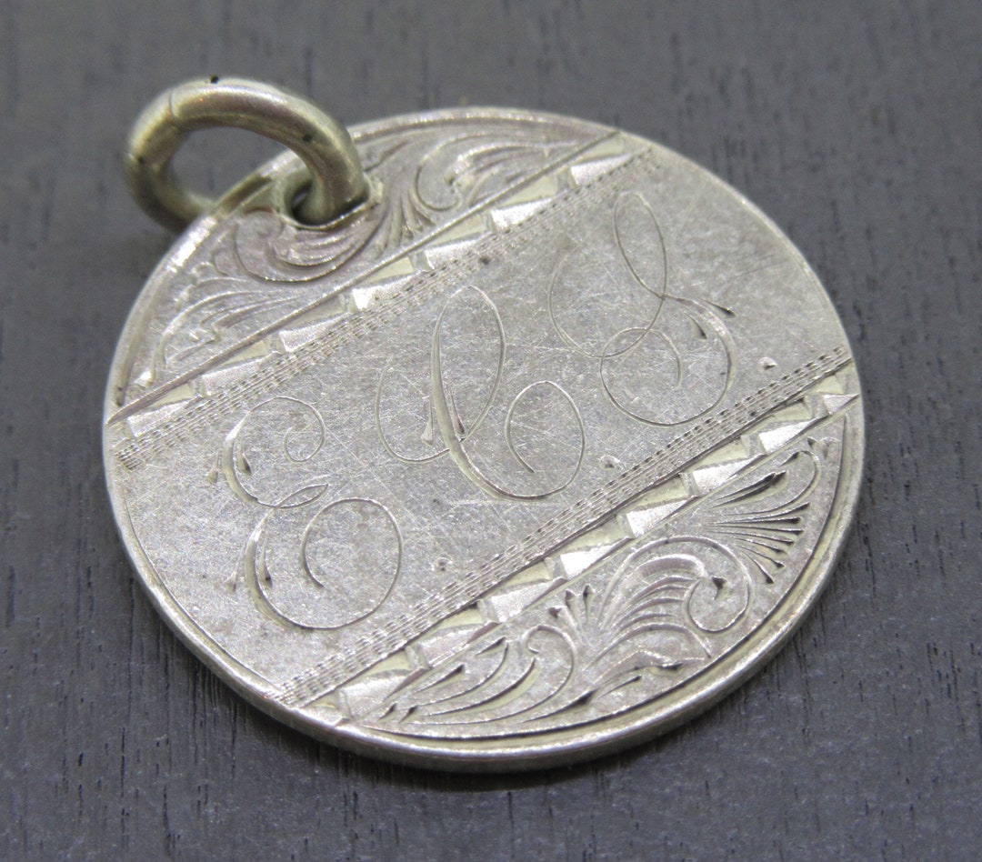 1857 Antique Sterling Love Token Charm or Pendant, Monogrammed ECS ...