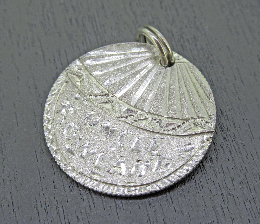 1888 Antique Sterling Love Token Charm or Pendant, Monogrammed Uncle ...