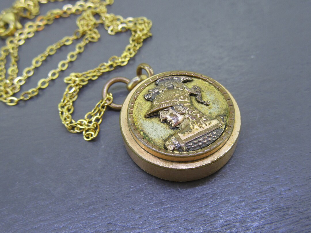 Antique Athena Goddess Pendant Necklace With 18" Gold-plated Chain - Etsy
