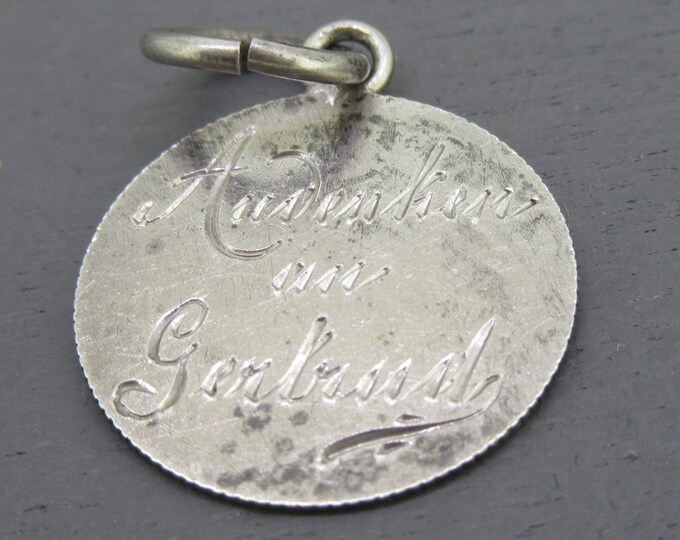 Antique German Sterling Love Token Charm, Andenken an Gertrud, Thinking ...