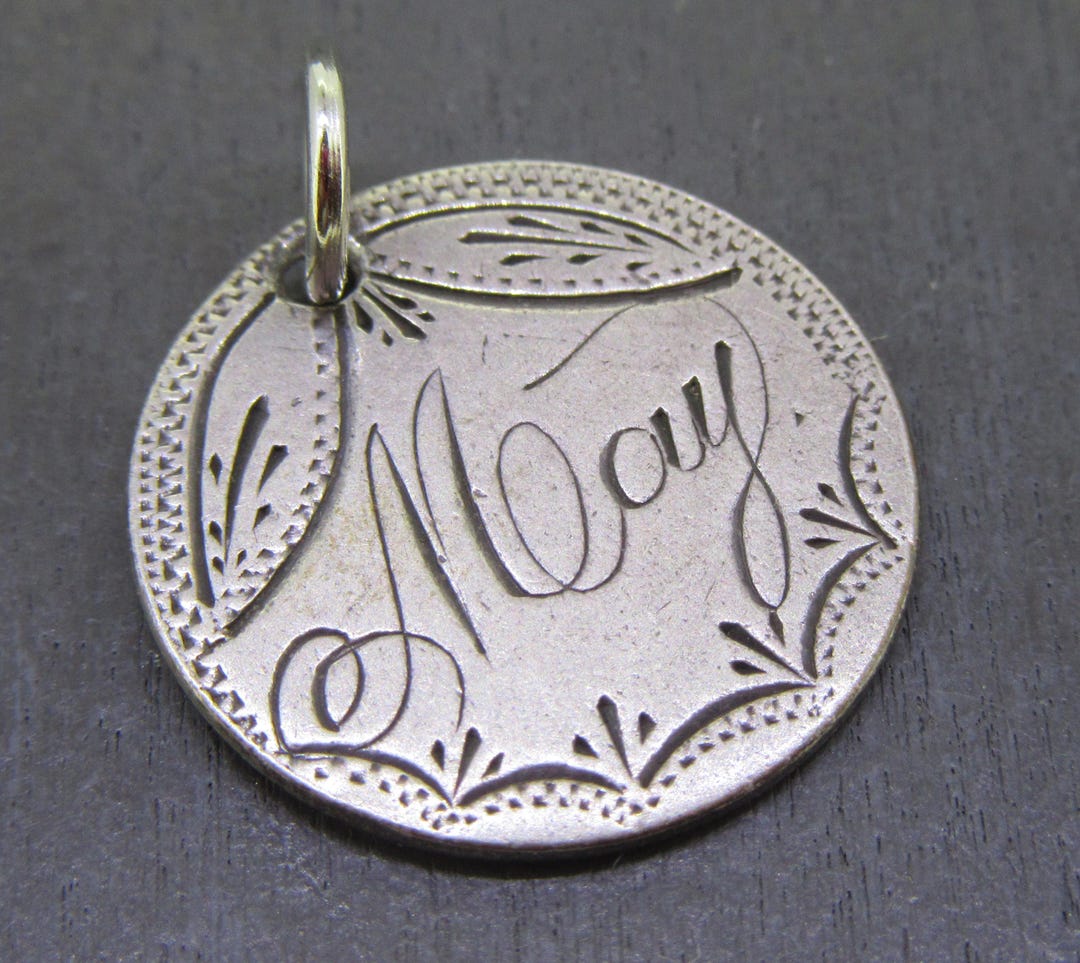 Antique Sterling Love Token Charm or Pendant, Engraved May Love Token ...