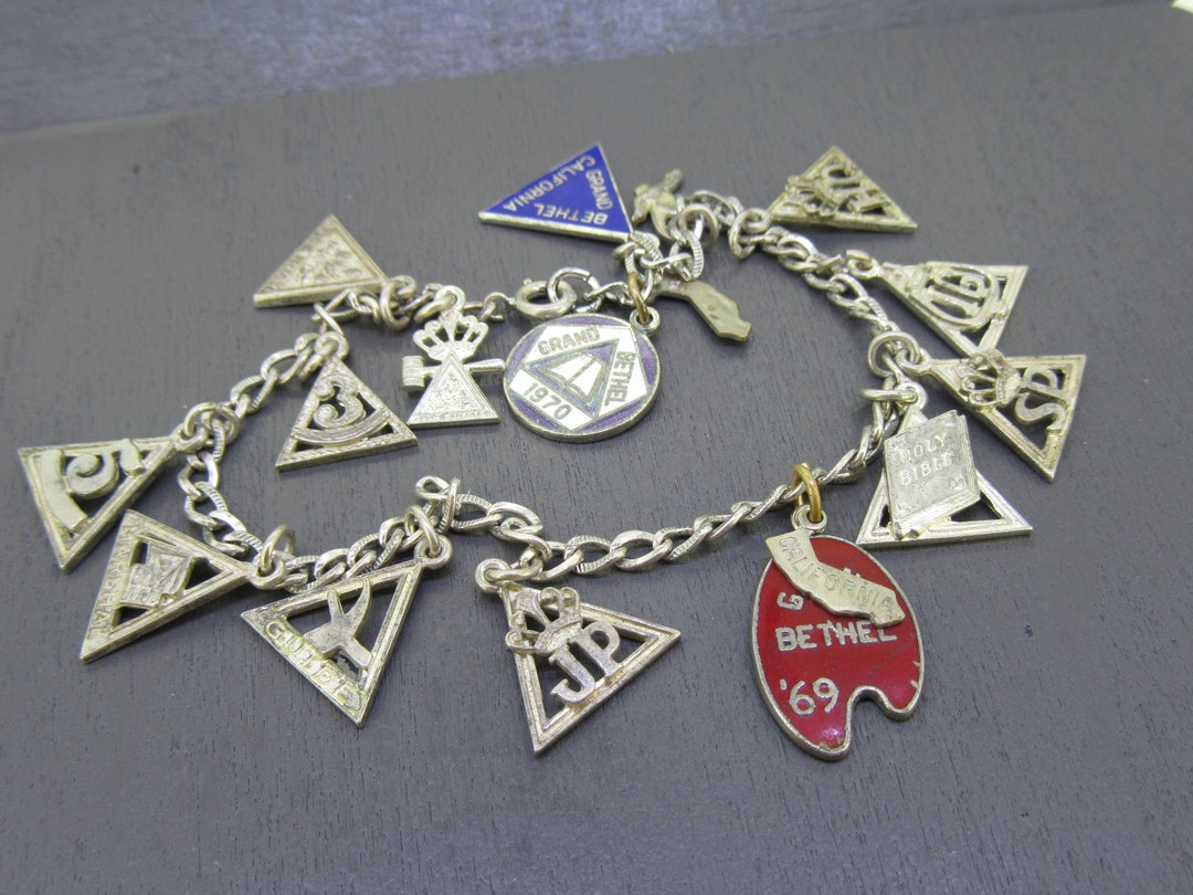 Vintage Sterling Jobs Daughters International Charm Bracelet, Grand ...