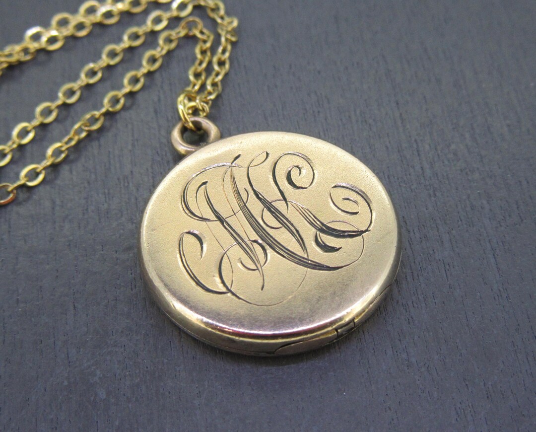 Antique Small Monogrammed MK Locket Necklace With 18" Chain Necklace ...