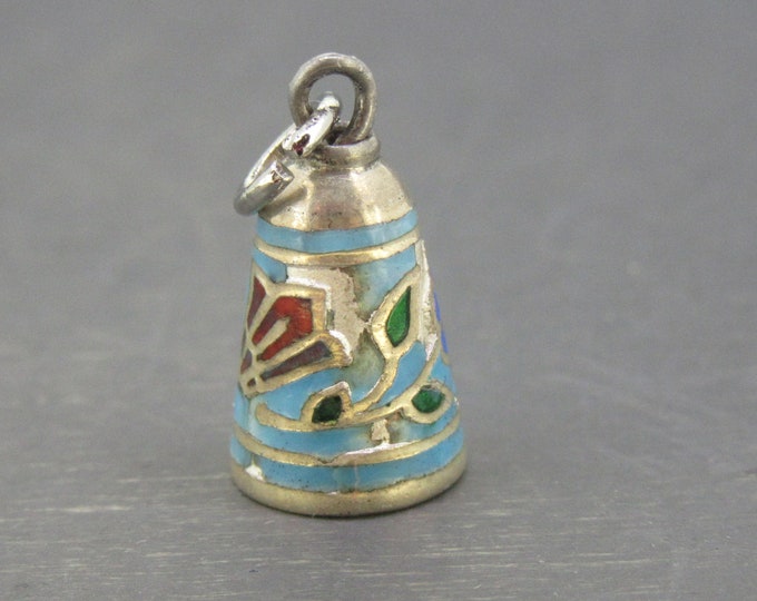 Vintage Little Sterling Enamel Bell Charm With Blue Enamel - Etsy