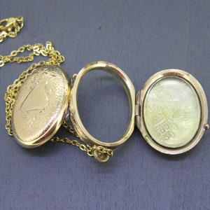 Antique Gold Filled Oval Locket Necklace With Design on Both Sides ...