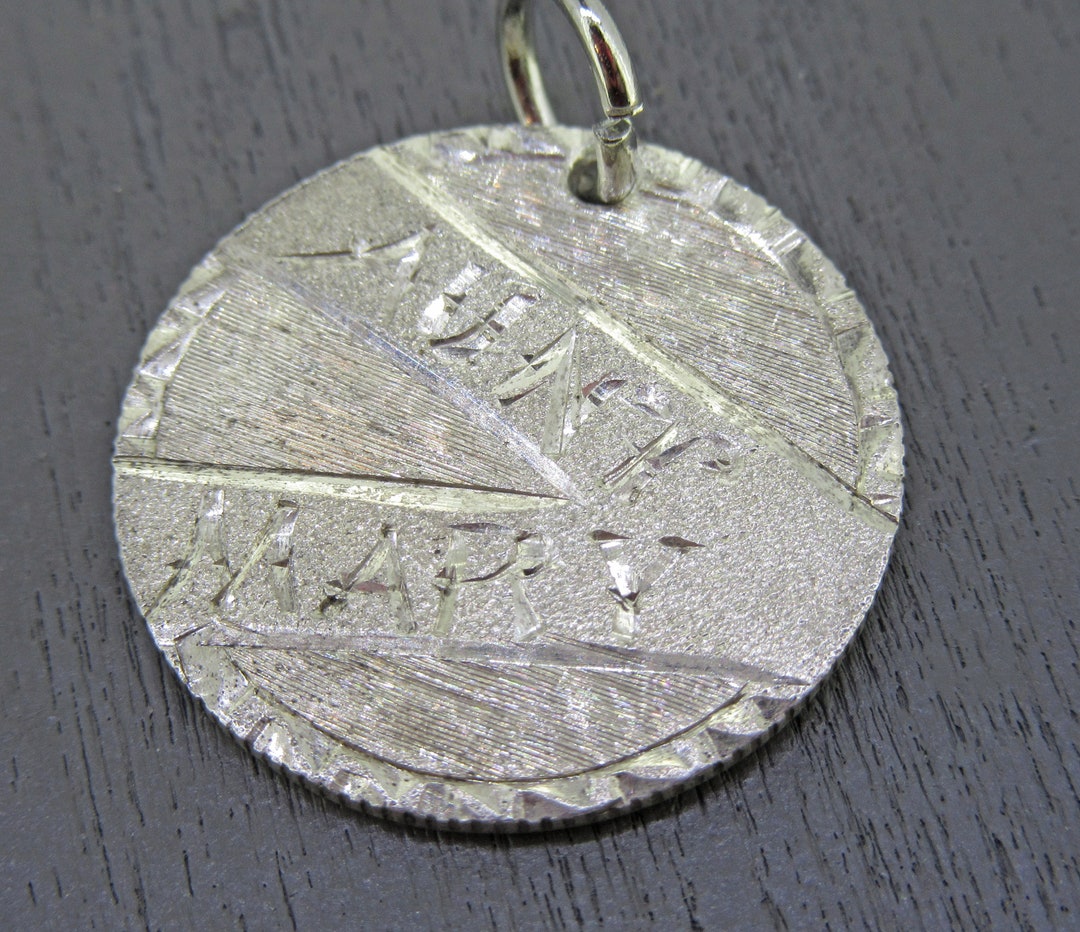 1888 Antique Sterling Love Token Dime Charm or Pendant, Engraved Aunt ...