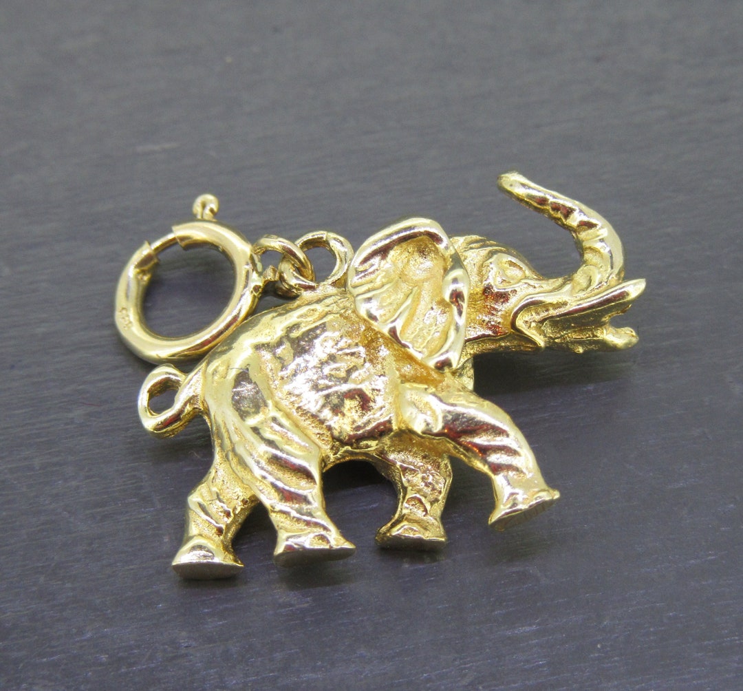 Vintage 14k Gold Elephant Charm - Etsy