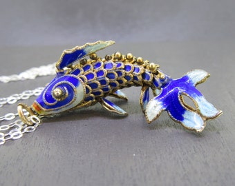 Sterling Enamel Articulated Koi Fish Pendant With 18" Chain - Etsy