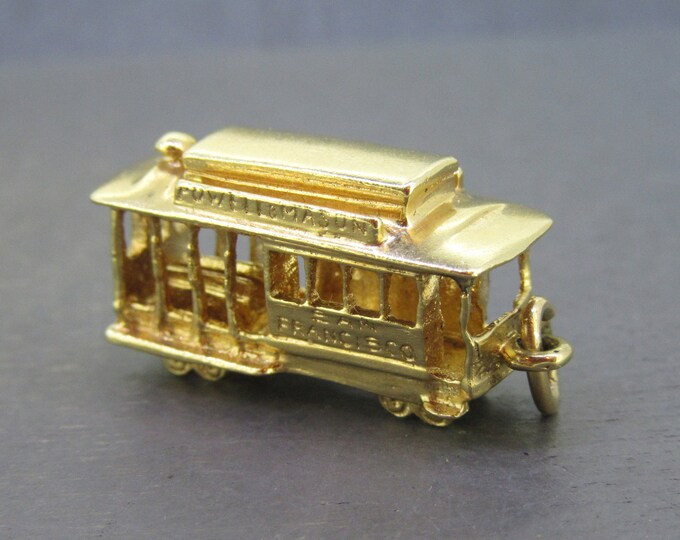 Vintage 14k Gold Cable Car Charm, Dimensional 14k Yellow Gold San ...