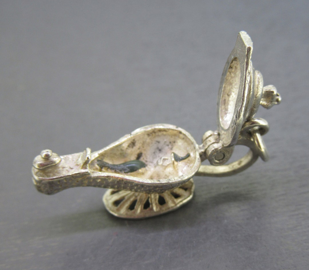 Vintage Opening Sterling Silver Genie Lamp Charm - Etsy