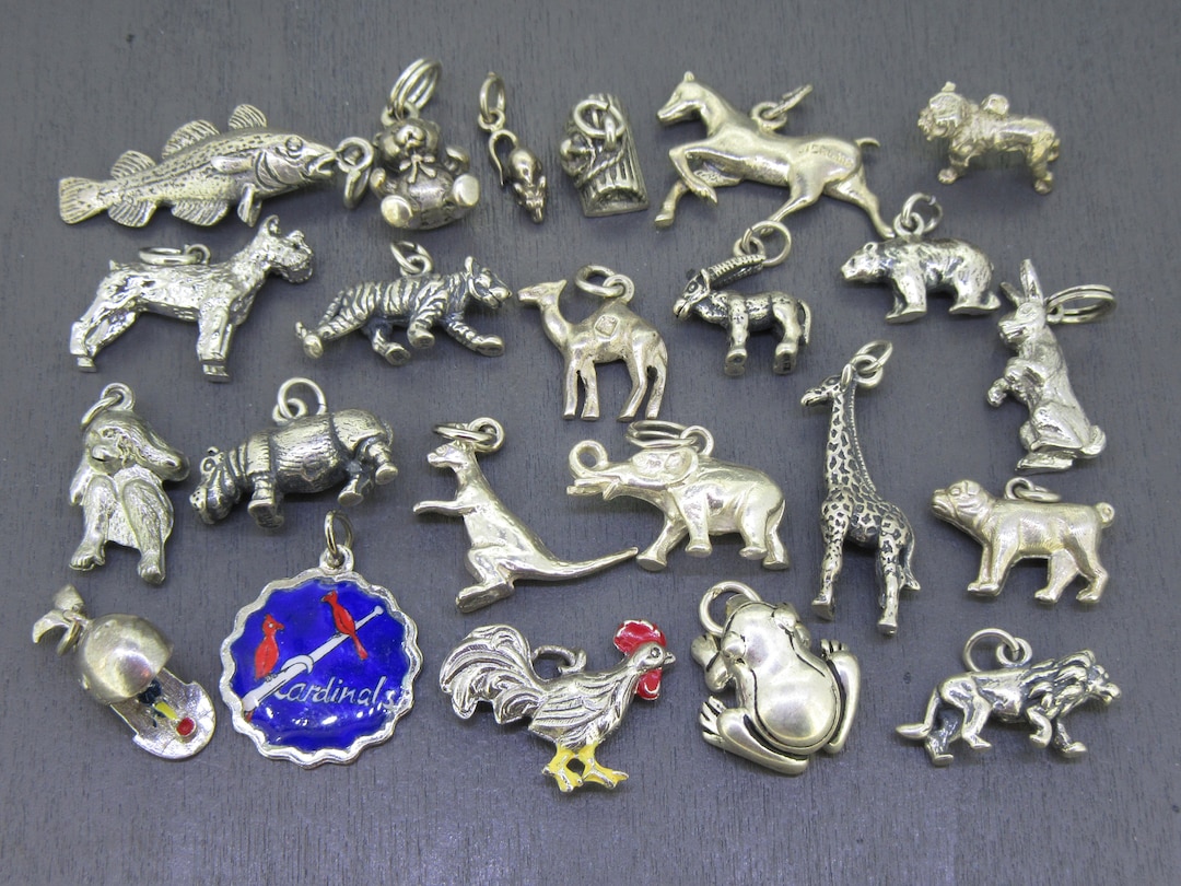 CHOICE Vintage Sterling Animal Bracelet Charms, Cardinals, Whale ...