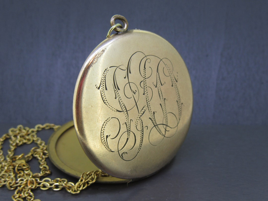 HUGE Antique Locket Necklace With Monogram of JAD and 18 Chain - Etsy