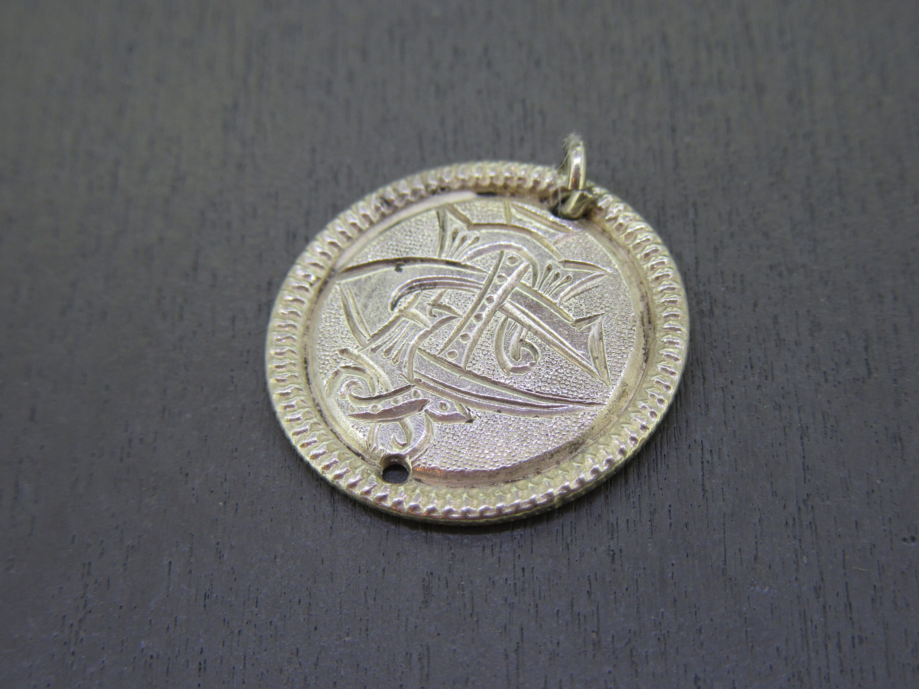 Rare Antique Sterling Love Token Charm or Pendant, Monogrammed RIC ...
