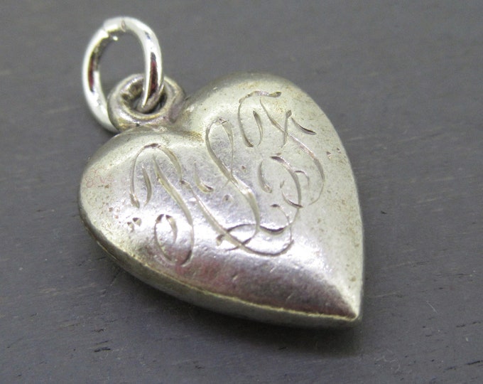 Vintage Sterling Puffy Style Heart Monogrammed Charm With RLF Initials ...