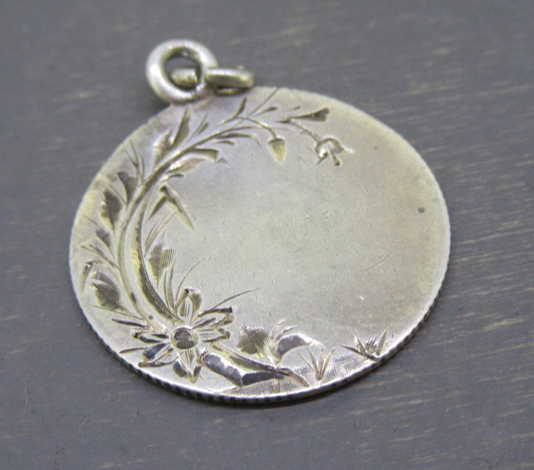 Antique Sterling Love Token Charm or Pendant, Monogrammed Love Token ...