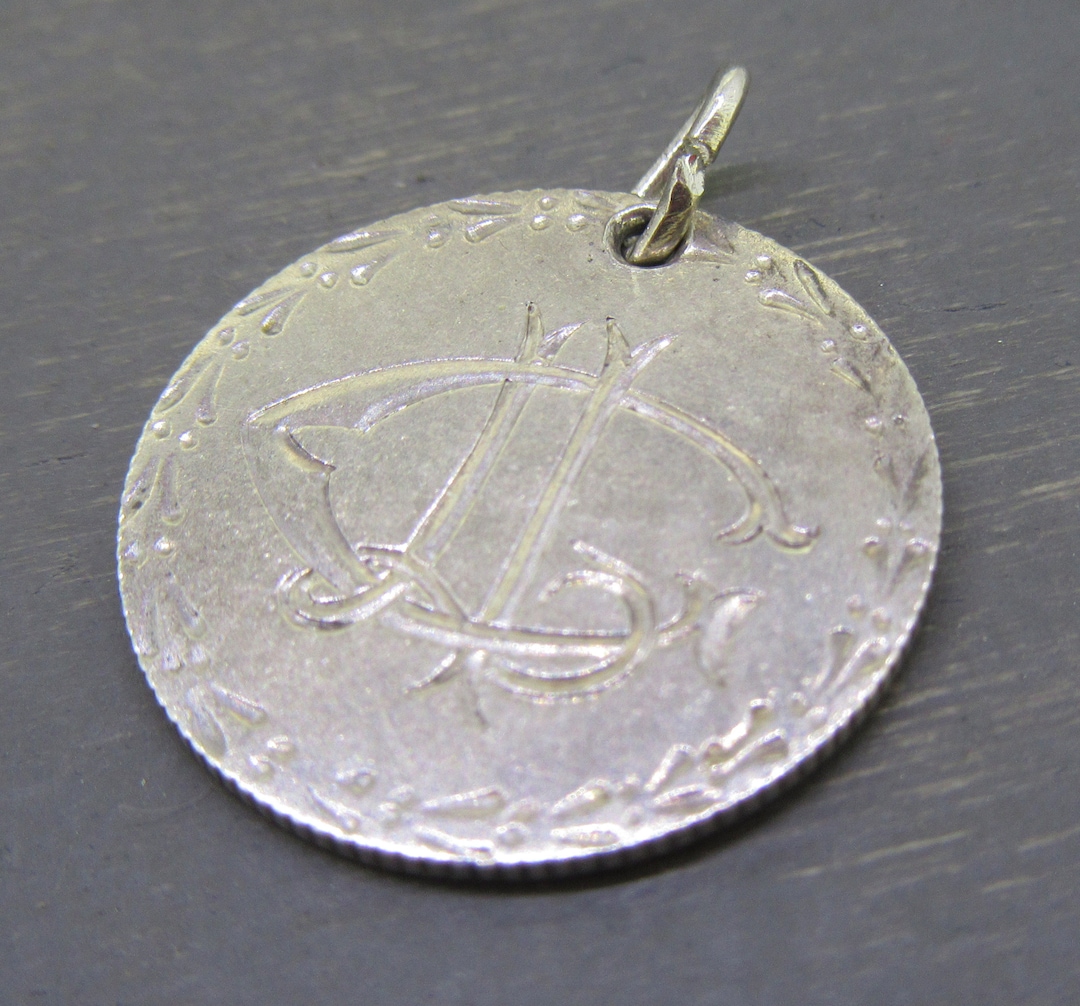 Antique Sterling Love Token Charm or Pendant, Monogrammed CLI Love ...
