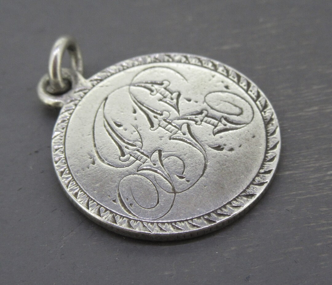 Antique Sterling Love Token Charm or Pendant, Monogrammed Love Token ...