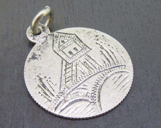 Double Sided Antique Sterling Love Token Charm or Pendant, Scene and ...
