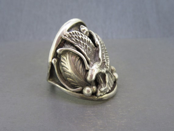 Vintage Huge Sterling Eagle Ring, Mens or Womens Size… - Gem